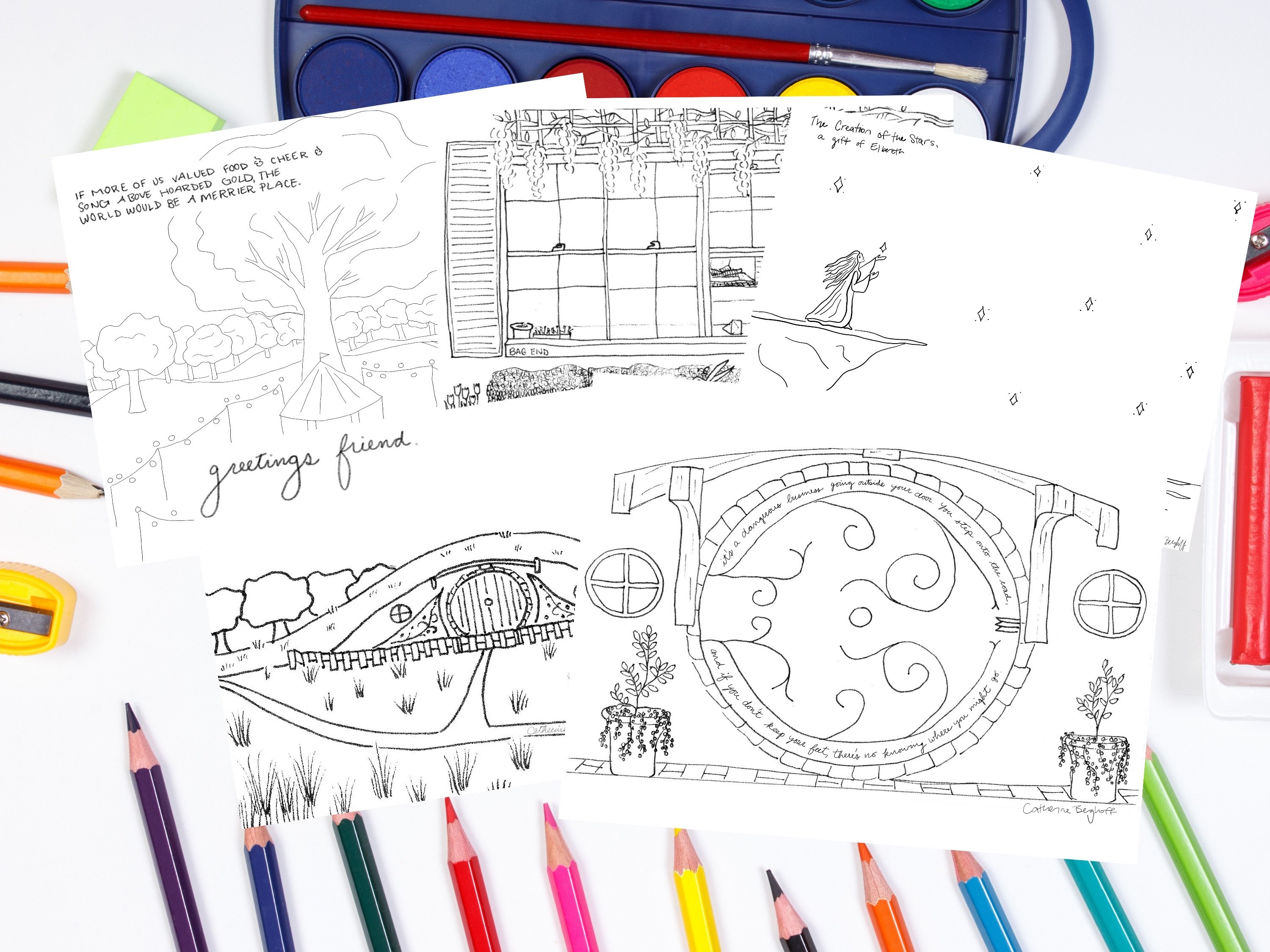 Lord of the Rings, Printable Coloring Pages Set of 5 Baggins Door Bag ...