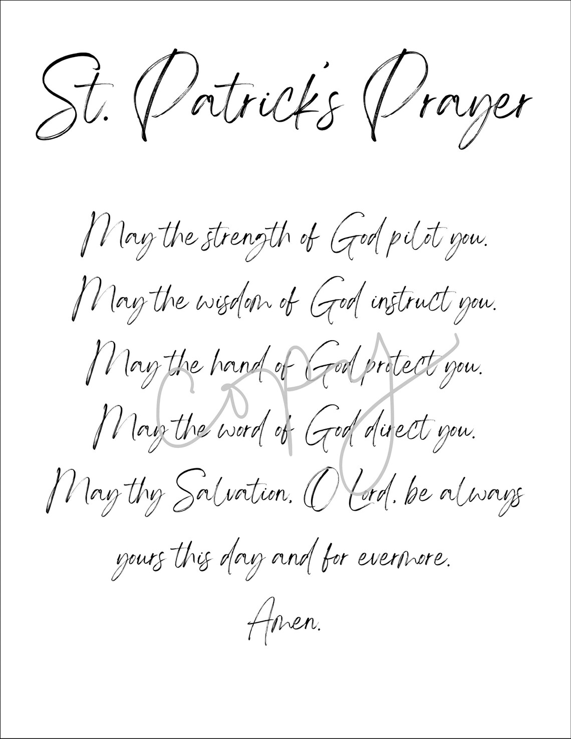 St. Patrick's Prayer Card | Printable | Wall Decor | St. Patrick's Day Greeting Prayer Card ...
