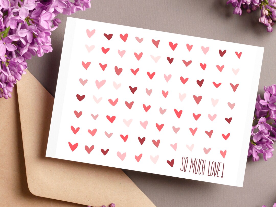 So Much Love! Printable Valentine's Day Card | Valentine's Day Postcard ...
