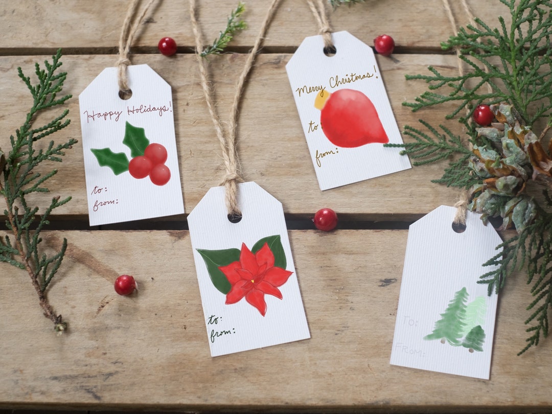 Printable Christmas Gift Tags, Holiday Bauble, Pine, Holly Designs ...
