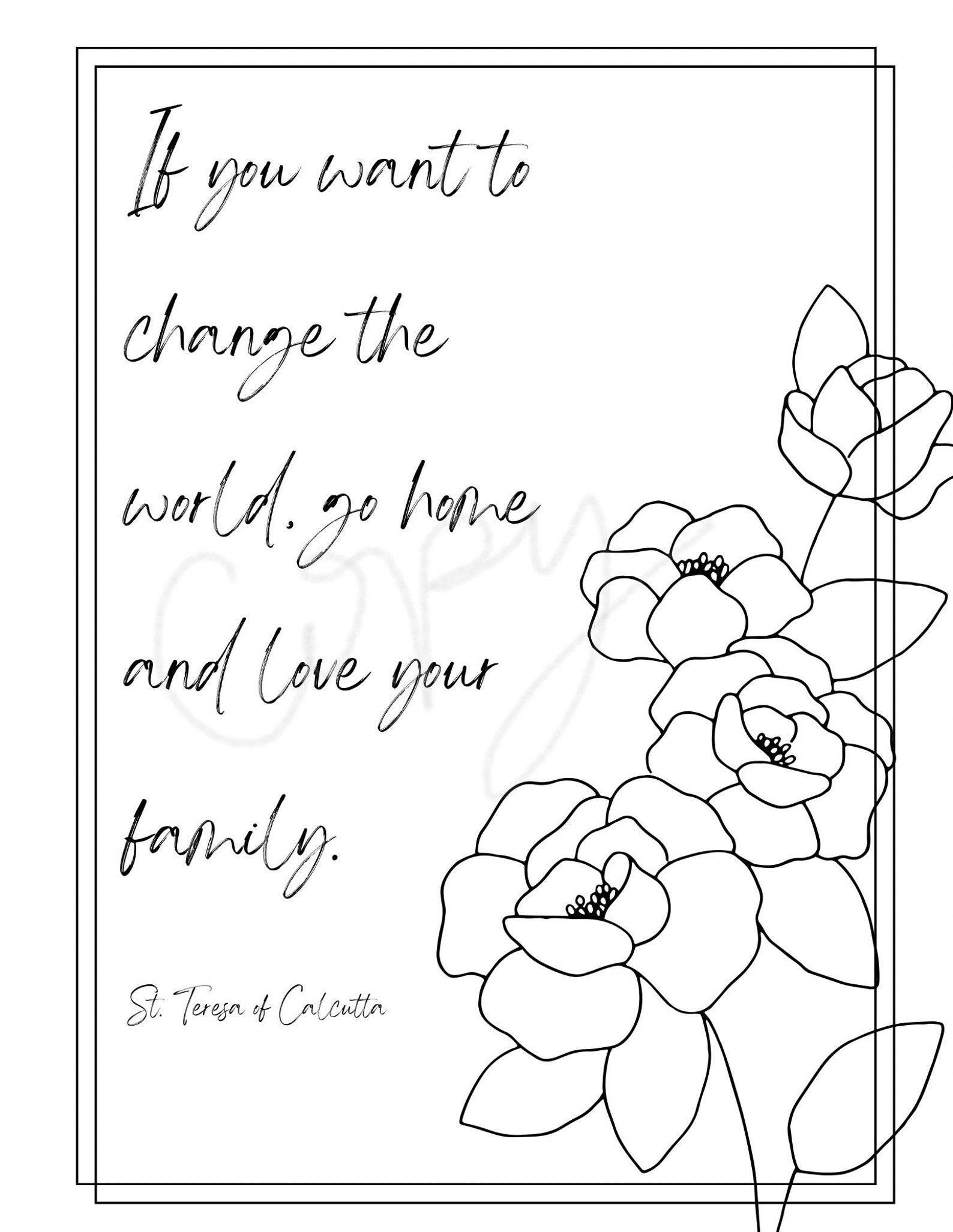 Printable St. Teresa of Calcutta Coloring Page | St. Teresa Love and ...