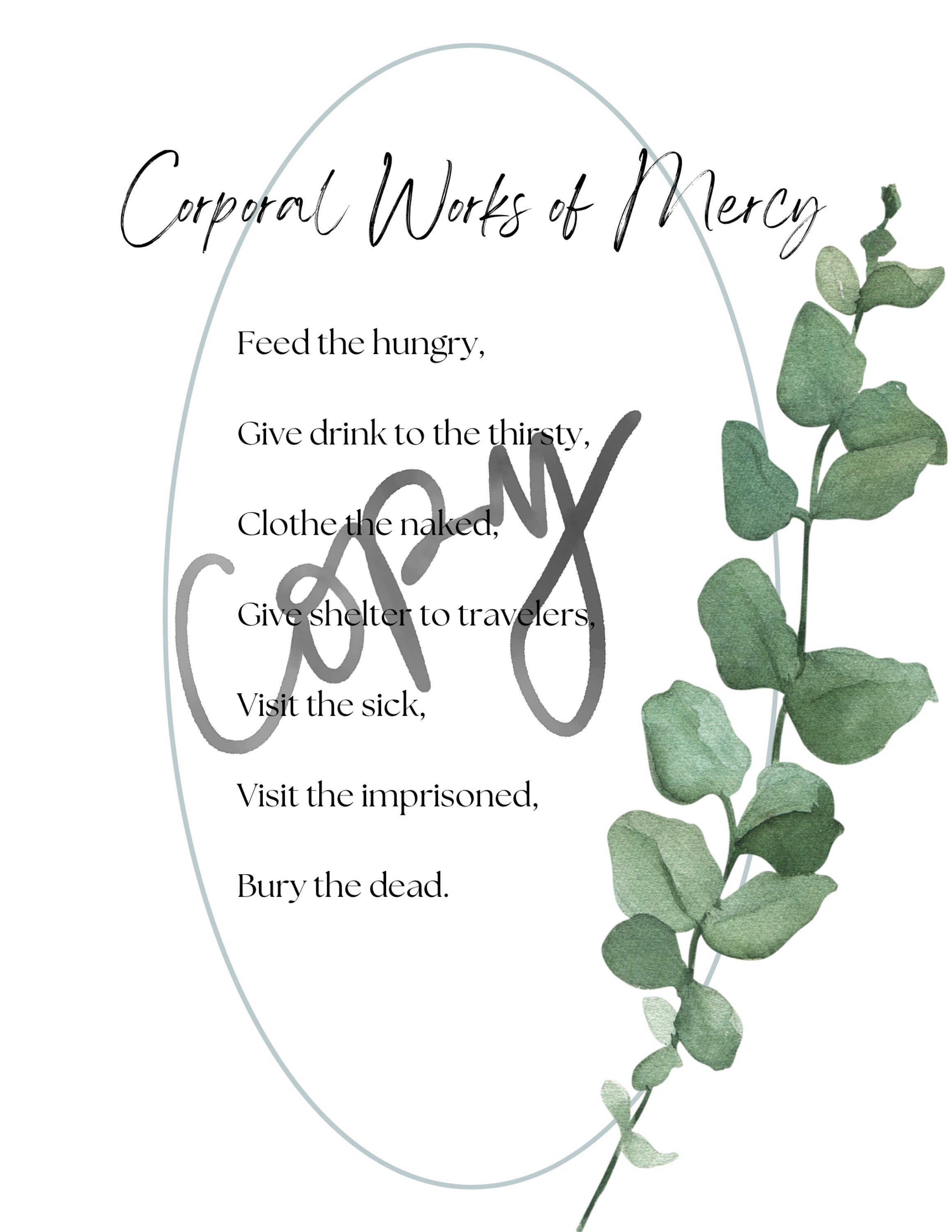 Corporal and Spiritual Works of Mercy Printable | Catholic Art Decor ...