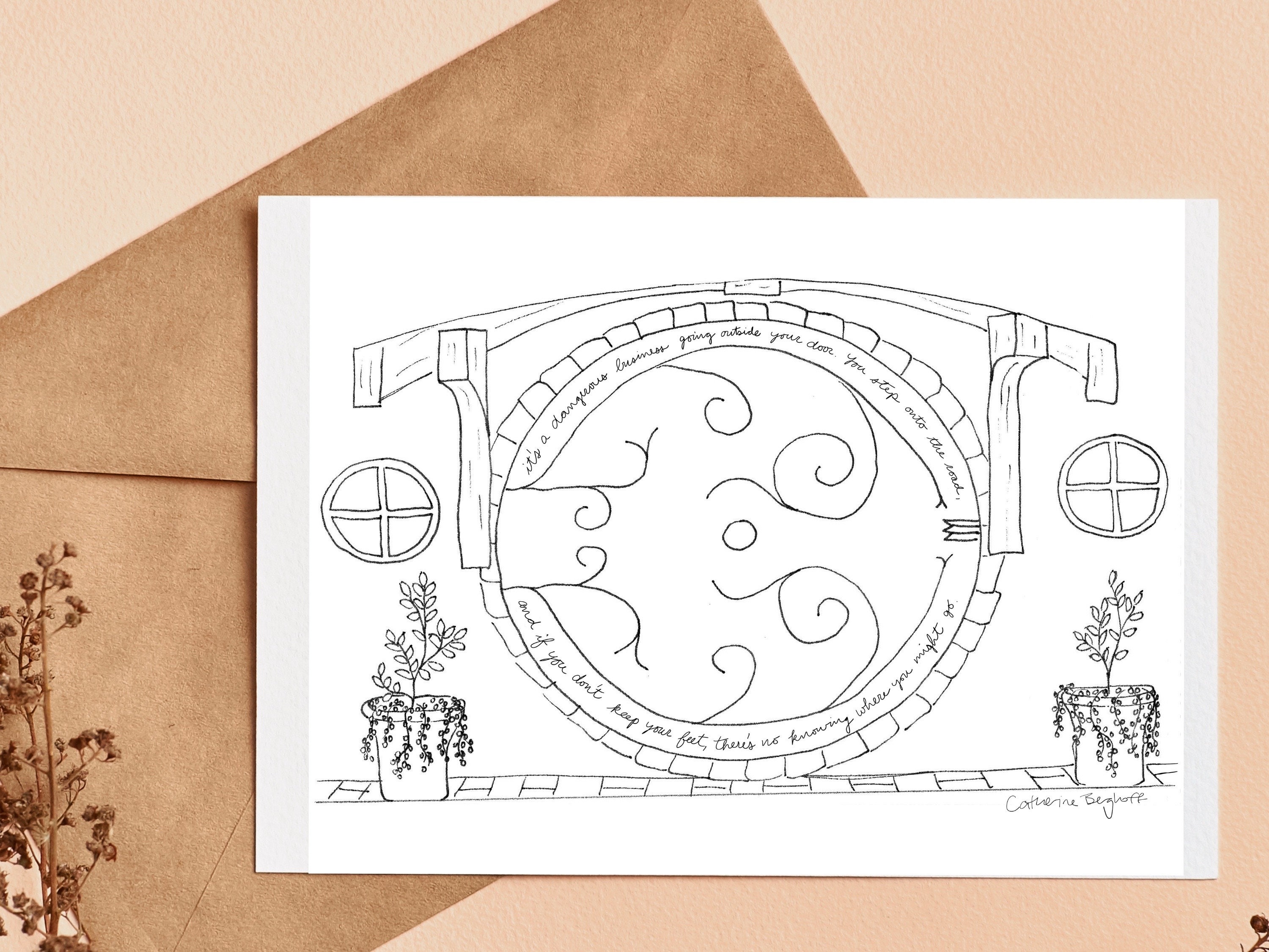 Printable Bilbo's Front Door Coloring Page Walking Quote - Etsy