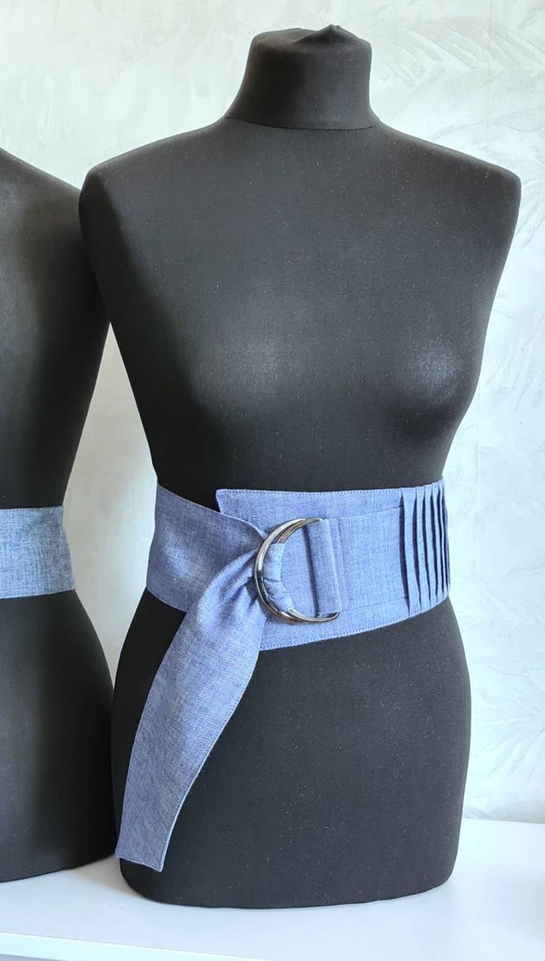 Obi Linen Jeans Blue Belt/ Linen Obi Denim Belt/ Fabric Woman - Etsy