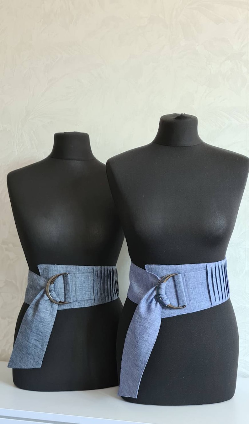 Obi Linen Jeans Blue Belt/ Linen Obi Denim Belt/ Fabric Woman - Etsy