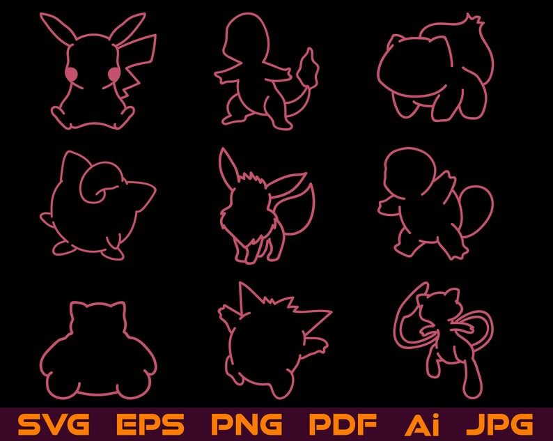 Pokemon Outline SVG Outline Big Bundle SVG Clipart Cut Files - Etsy UK