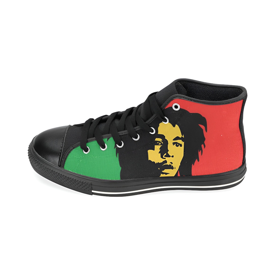 Bob Marley Men's Hightop Canvas Shoe Black Rasta Vibrant Print - Etsy
