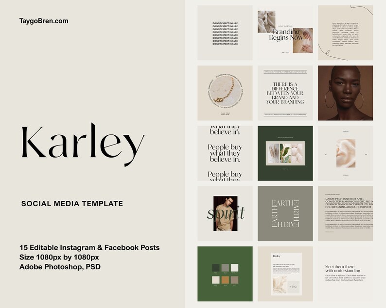 Karley 15 Social Media Posts PSD Template - Etsy UK