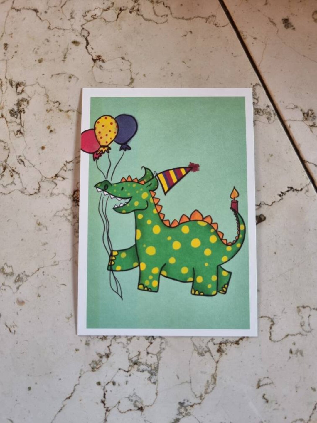 Dino Birthday Card Dinosaur Dragon Greeting Card Birthday ...