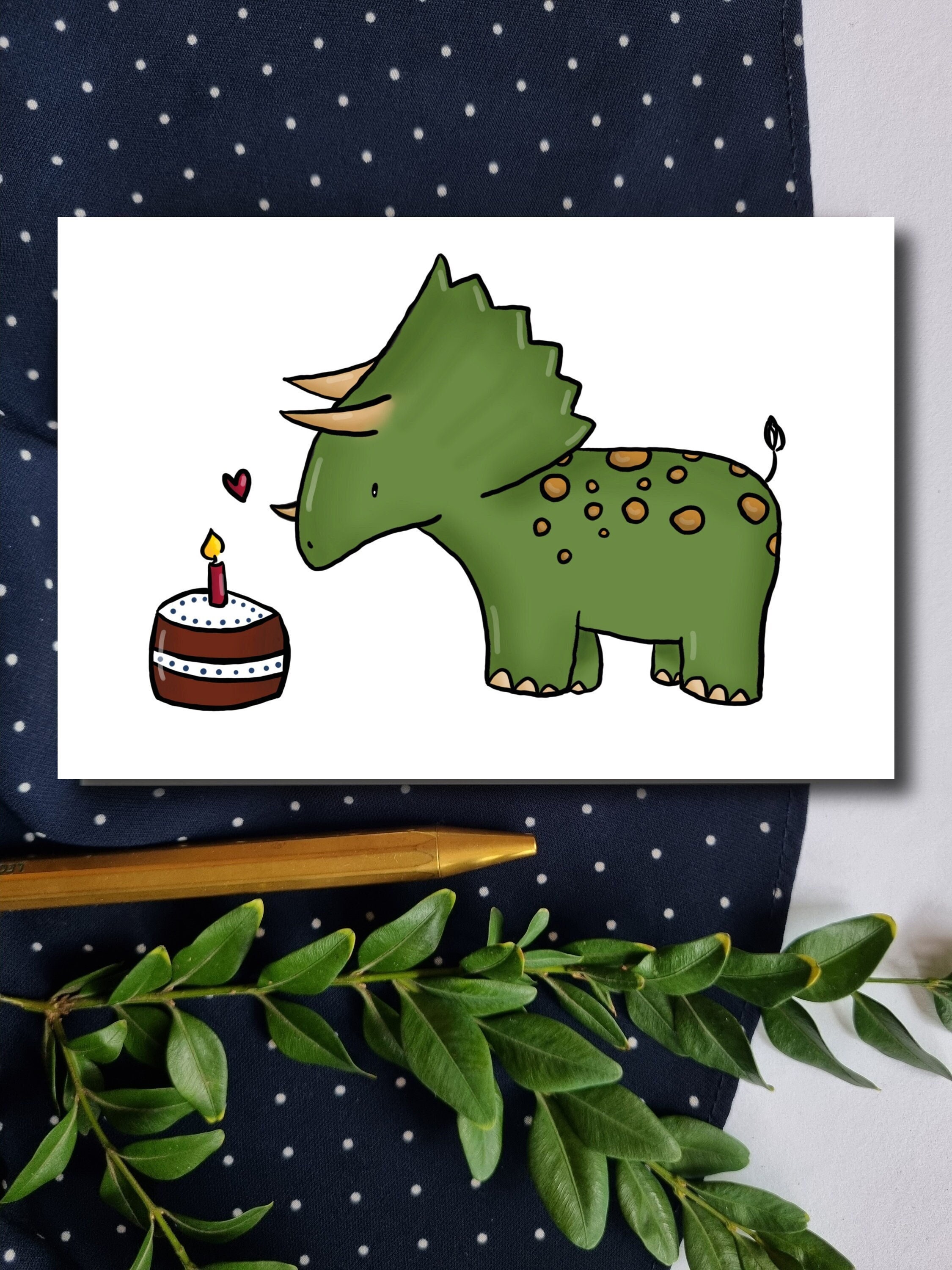 Dino Birthday Card Triceratops Tile Dinosaur Dragon Dino Birthday ...