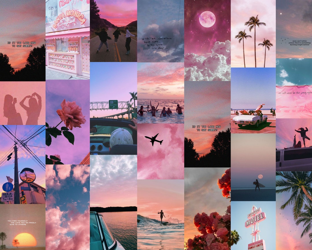PINK TEENAGE SUMMER Digital Wall Collage Kit (53 Images) - Etsy