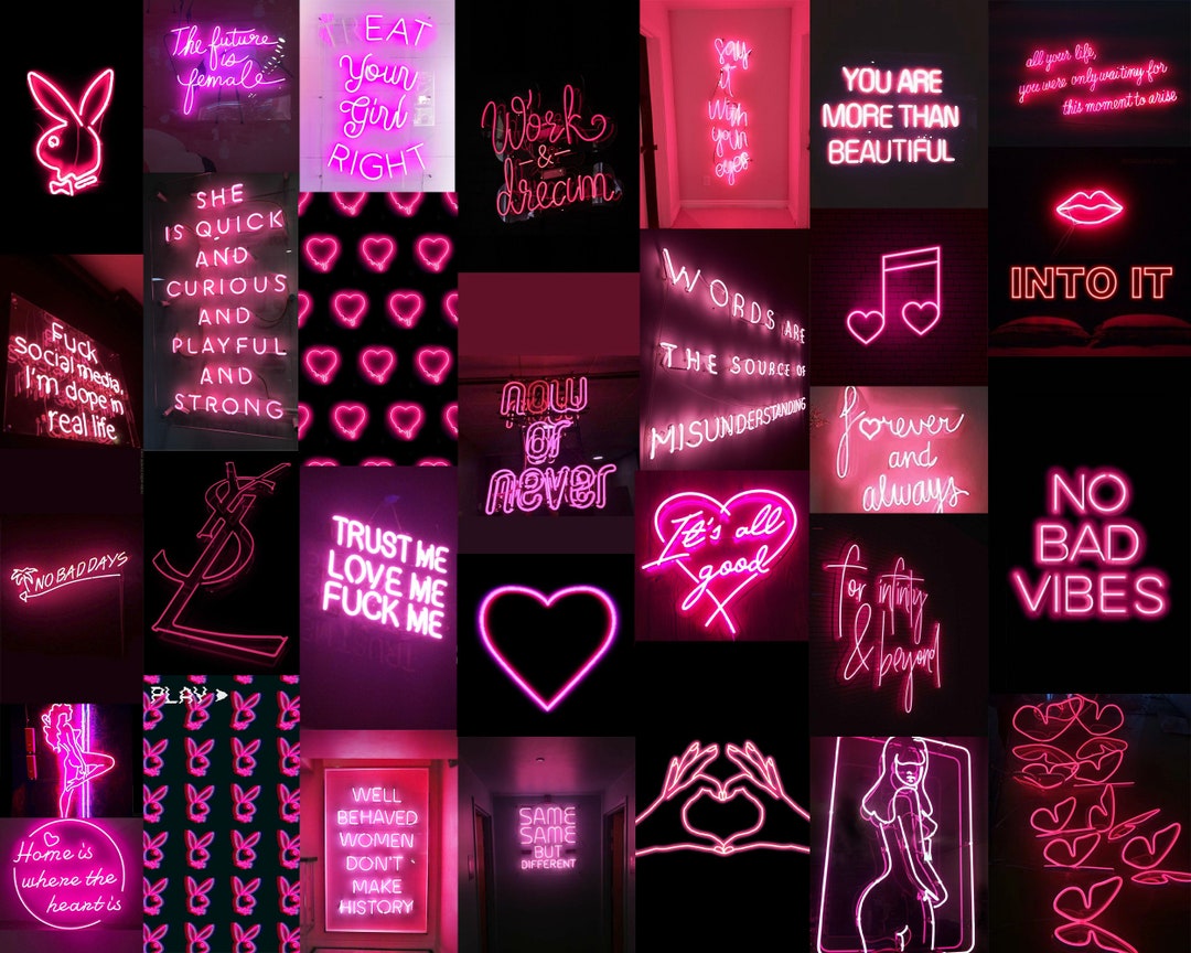 LOVE SEQUENCES Neon Pink Digital Collage Kit (49 Images) - Etsy