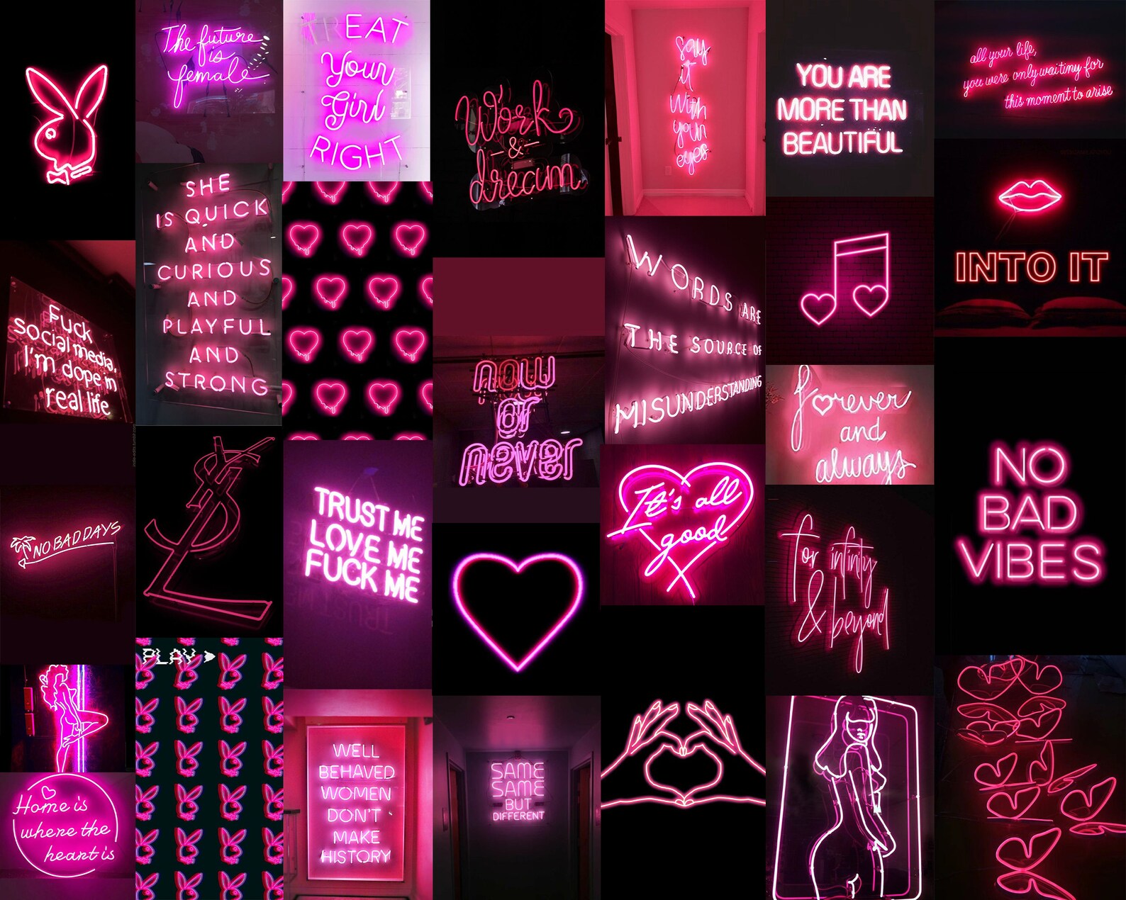 LOVE SEQUENCES Neon Pink Digital Collage Kit (49 Images) - Etsy