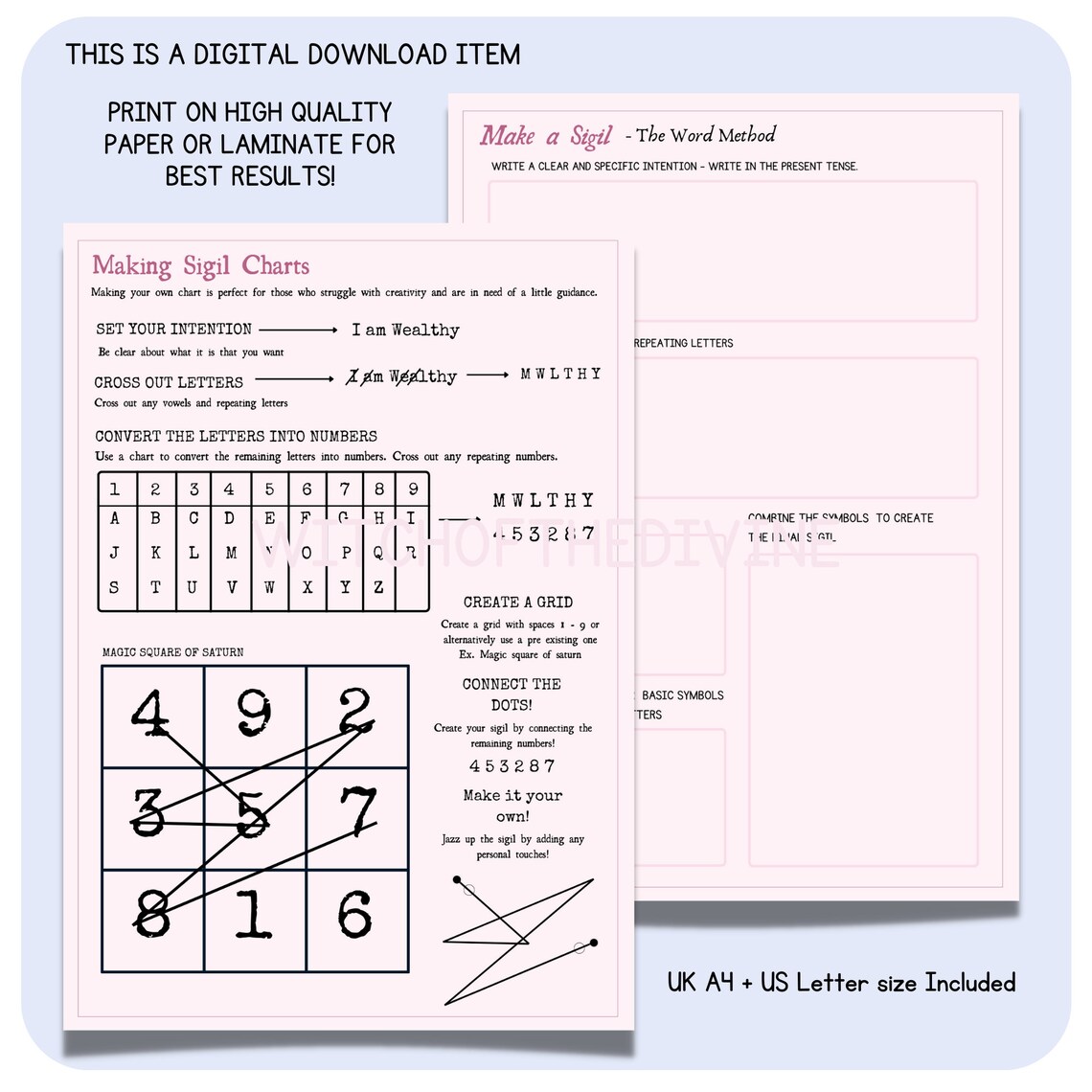 Sigil Magic Sigils Witchcraft Divination Sigil Chart - Etsy