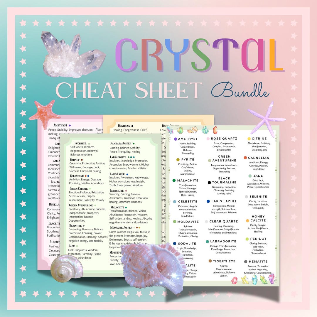 Crystal Cheat Sheet for Beginners, Printable Guide With Keywords ...