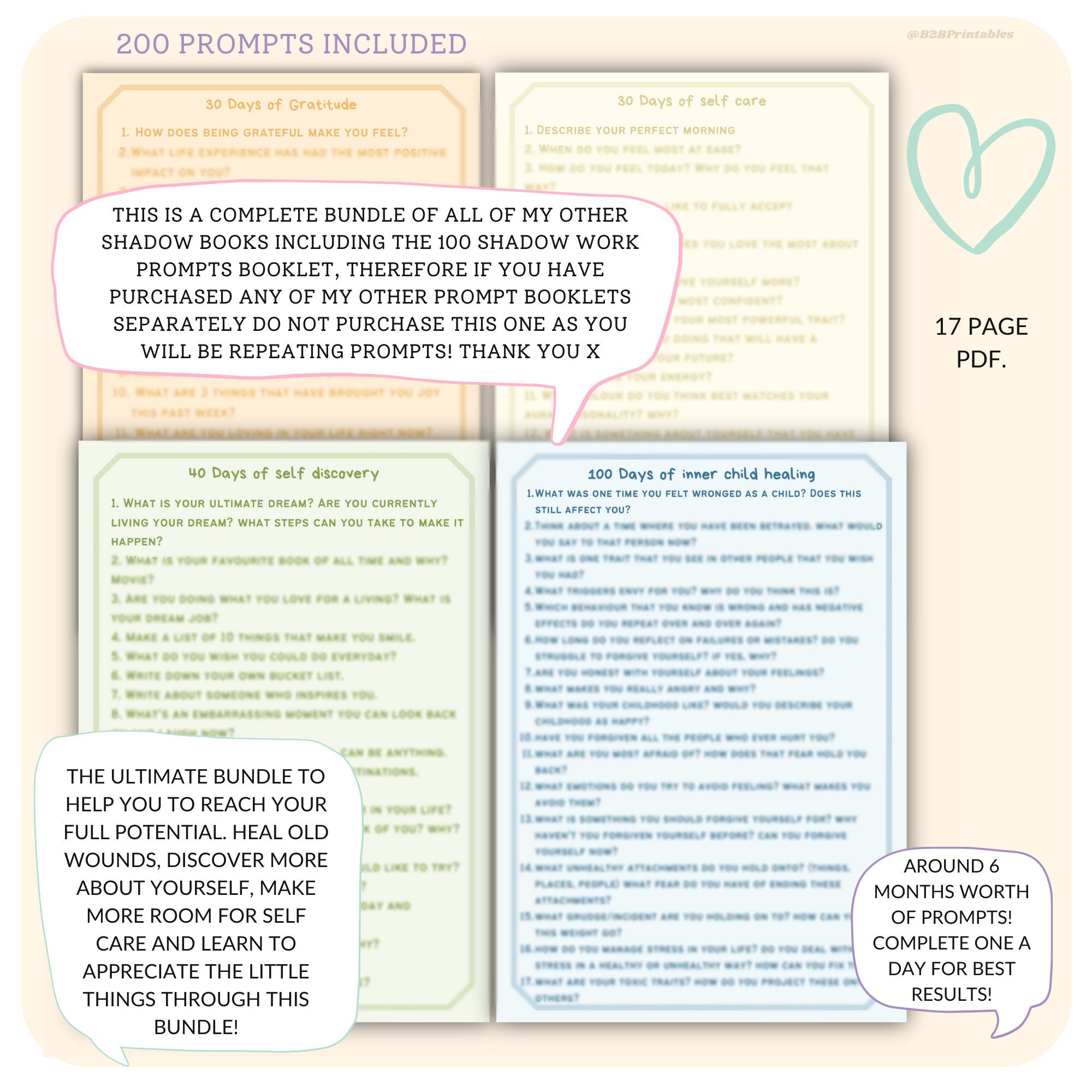 200 Shadow Work Prompts Inner Child Healing Self Discovery - Etsy UK