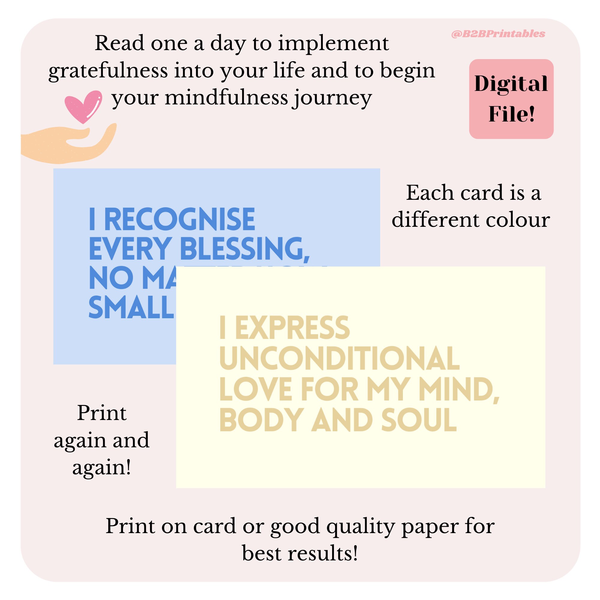 40 Self love and Gratitude printable affirmation cards self | Etsy