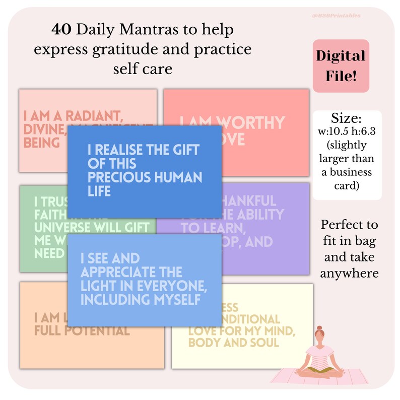 40 Self Love and Gratitude Printable Affirmation Cards Self - Etsy UK