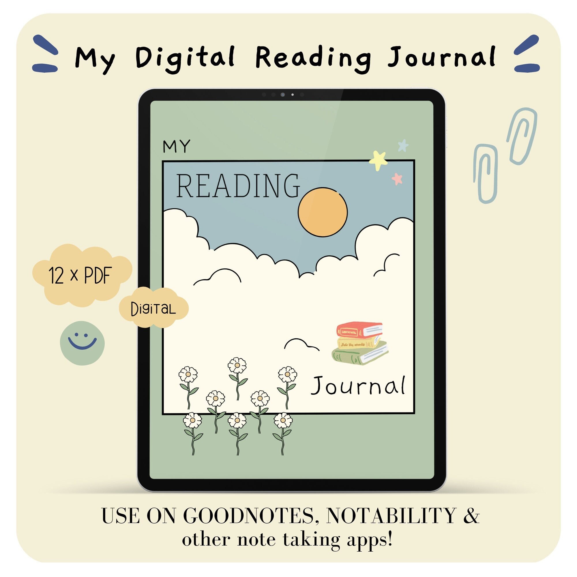Digital Reading Journal Goodnotes Notability Reading - Etsy