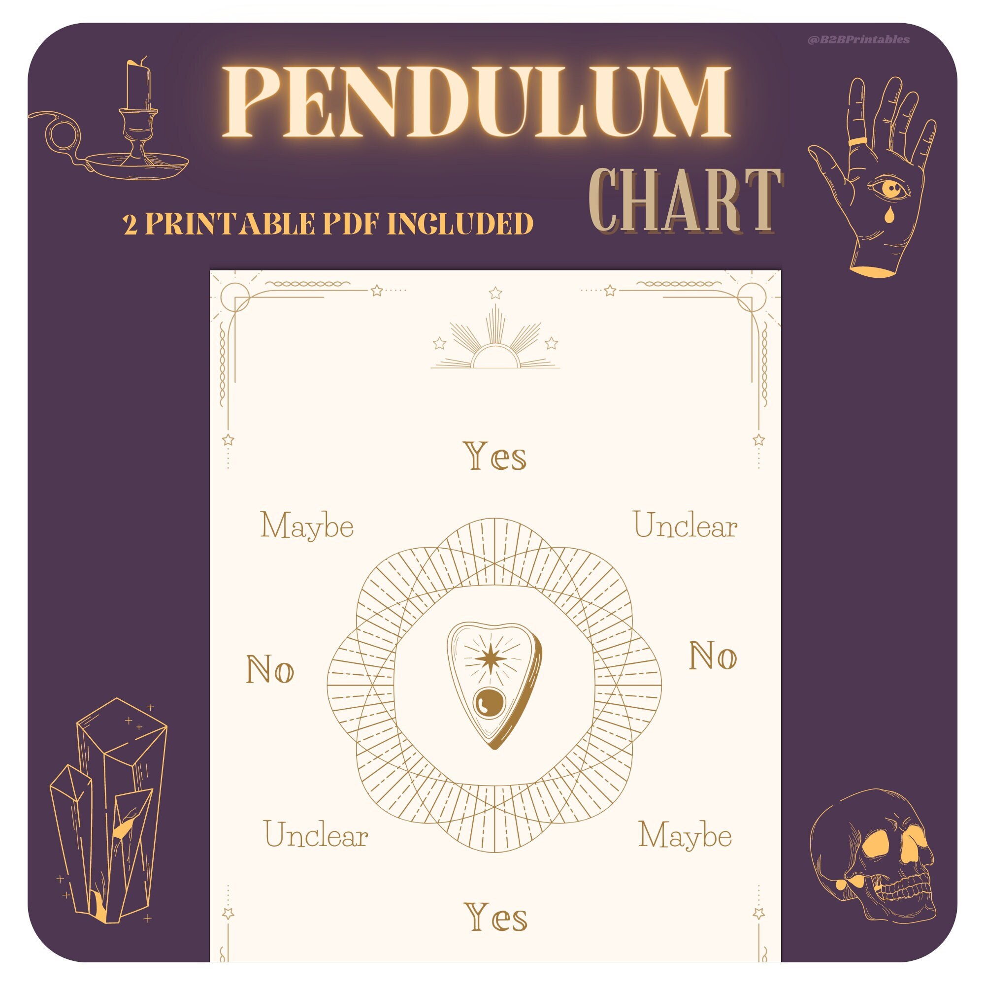 Pendulum Chart, Pendulum, Guide, Divination, Healing, Witchcraft, Altar ...