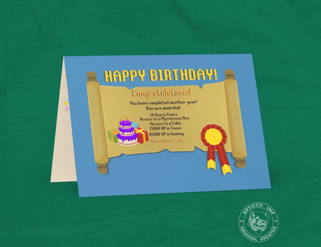 Osrs Birthday Achievement, Greeting Card, Old School Runescape, Osrs ...