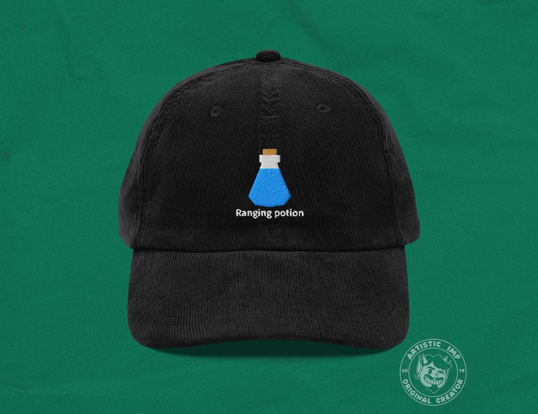 Ranging Potion Embroidered Corduroy Cap: Old School Runescape Gamer Hat ...