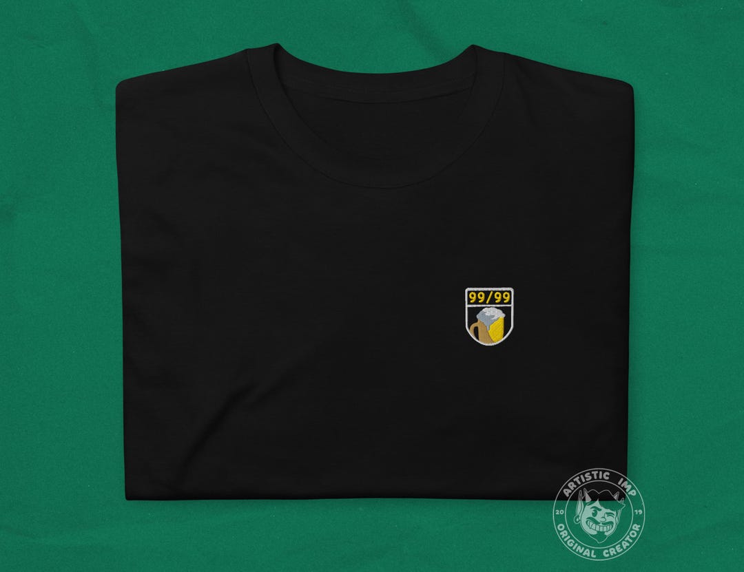 Osrs 99 Beer Meme, Embroidered Gaming T-shirt, Old School Runescape ...