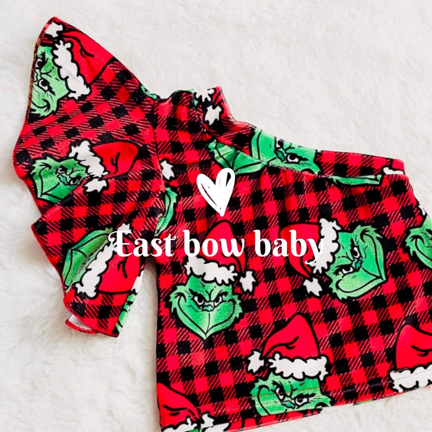 The Grinch Velvet Bellbottom and Flutter Top Set, the Grinch Velvet ...