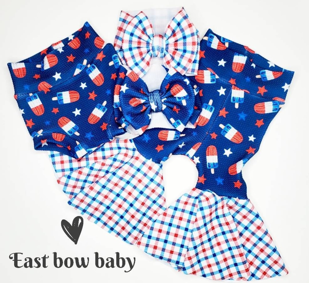 4th Baby Girl Outfit, 4th July Girl Bellbottom,patriotic Bummies, 4th ...