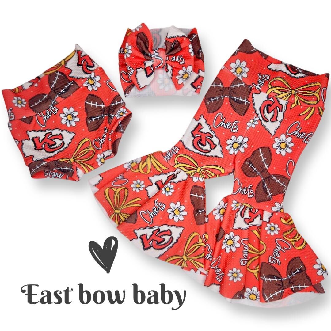Kansas City Chiefs Set, Chiefs Bellbottom, Chiefs Bummie, Chiefs Bow ...
