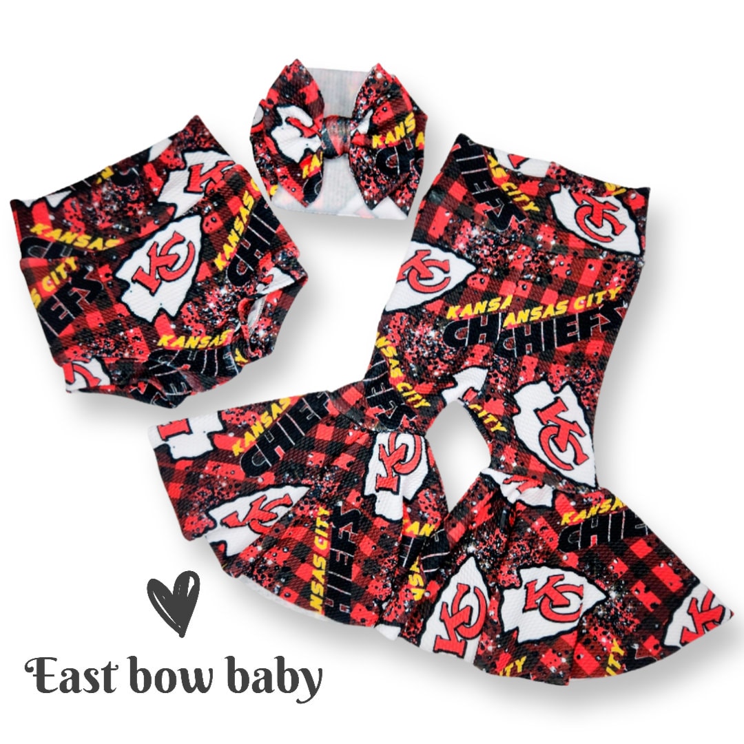 Kansas City Chiefs Set, Chiefs Bellbottom, Chiefs Bummie, Chiefs Bow ...