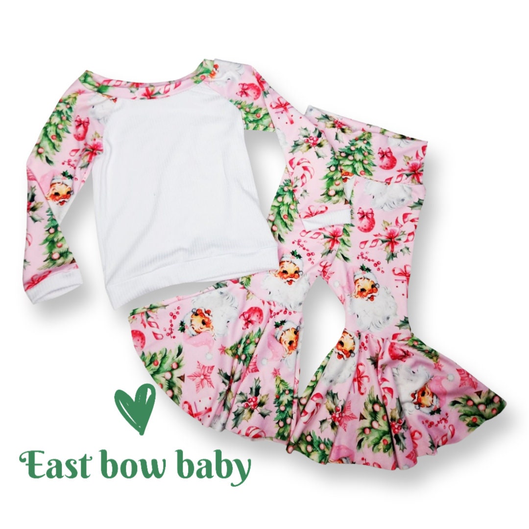 Classic Santa Outfit, Classic Santa Bellbottom, Pink Santa Outfit, Pink ...