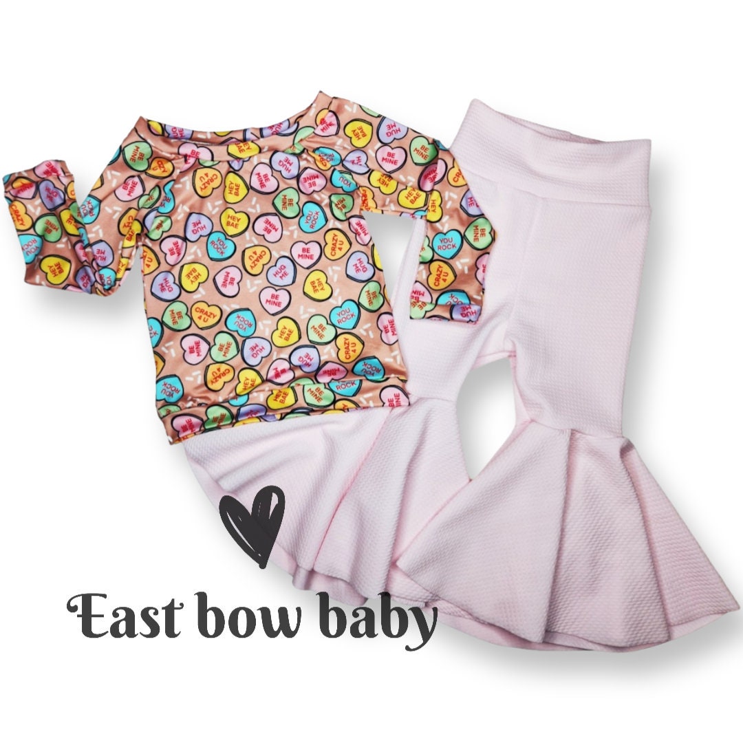 Conversation Heart Outfit, Valentines Day Outfit, Valentines Bellbottom ...