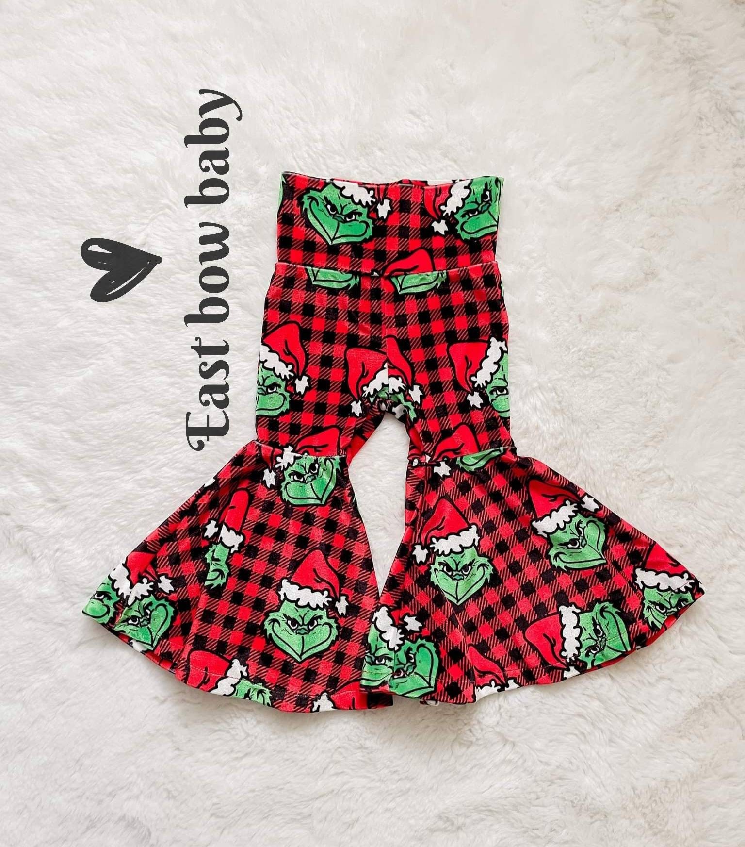 The Grinch Velvet Bellbottom and Flutter Top Set, the Grinch Velvet ...