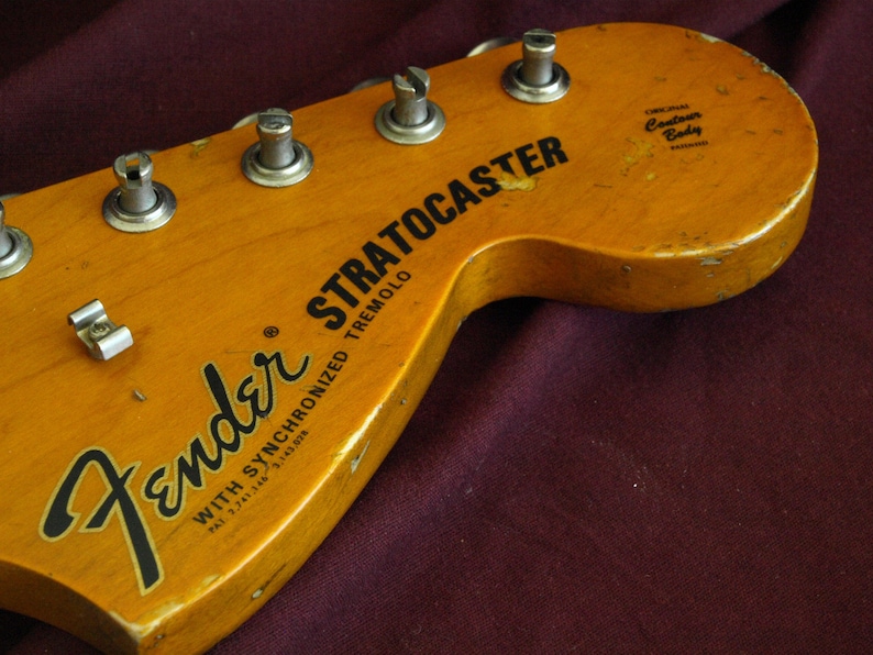 Two Vintage and Reproduction Fender Guitar Headstock Waterslide Decals ...