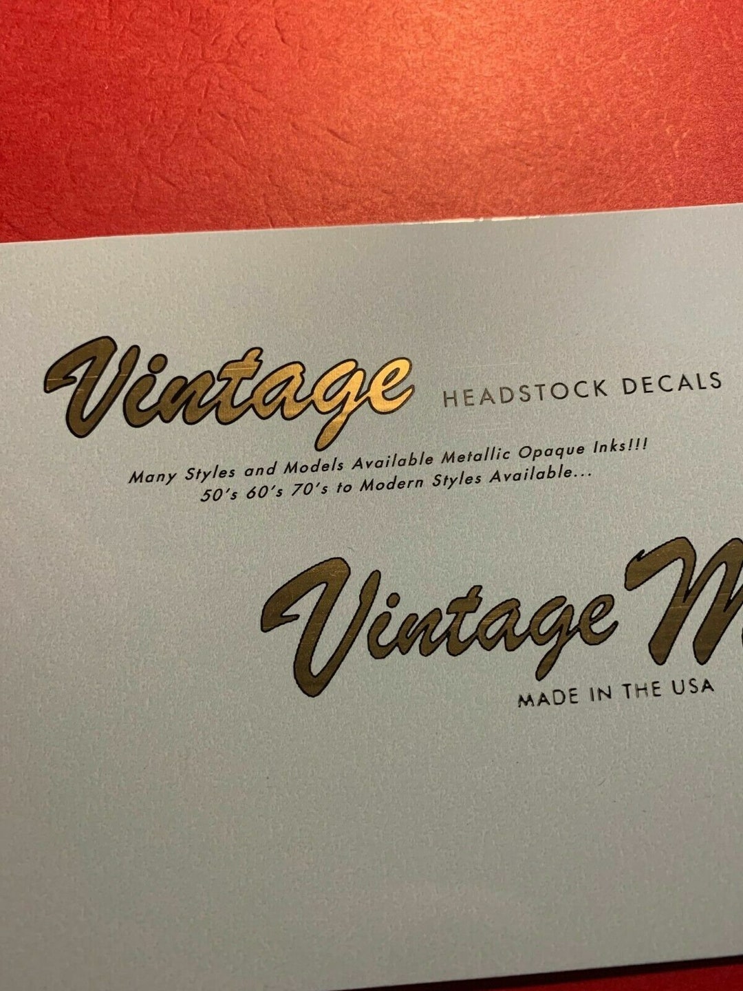 2 Vintage Custom Made and Reproduction Guitar Headstock Waterslide ...