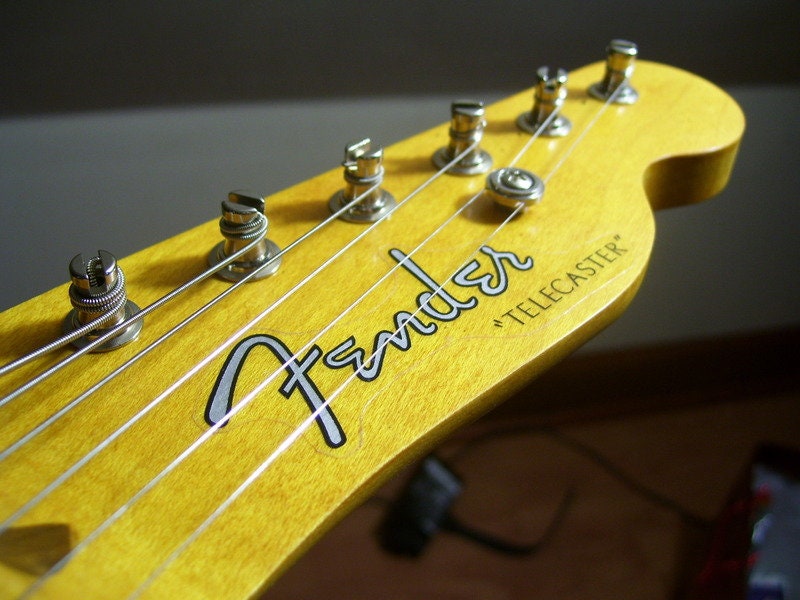 Two Vintage and Reproduction Fender Guitar Headstock Waterslide Decals ...