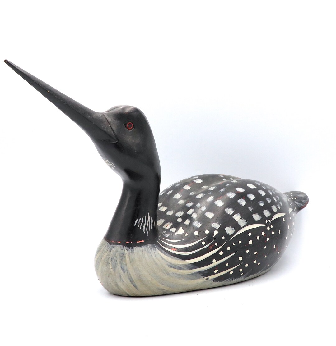 Loon Carved Wood Sculpture Hand Painted Wild Life Duck Life - Etsy