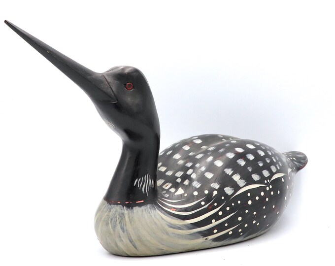 Loon Carved Wood Sculpture, Hand Painted Wild Life Duck, Life Size Bird ...