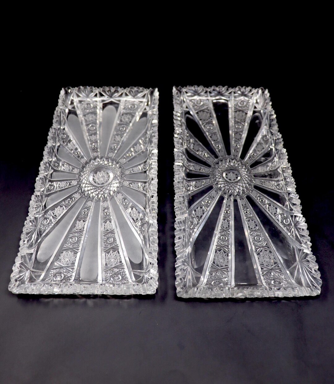 Vintage Hand Cut Crystal Serving Tray Decorative Tray Serving Tray ...