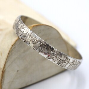 Vintage Chinese Silver Bangle Bracelet, Floral Engraved Pattern ...