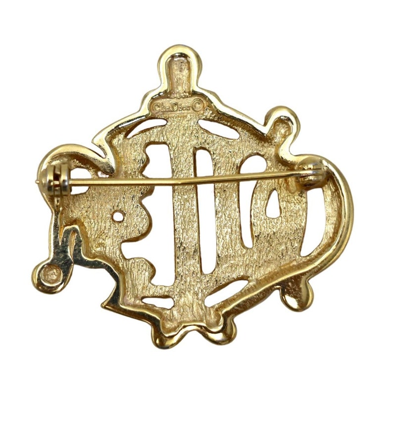 Christian Dior Gold Insignia Crest Logo Monogram Brooch Pin, Vintage ...