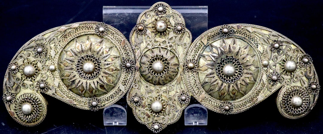 Antique Ottoman Turkish Silver Filigree Girdle Clasp - 19th Century ...