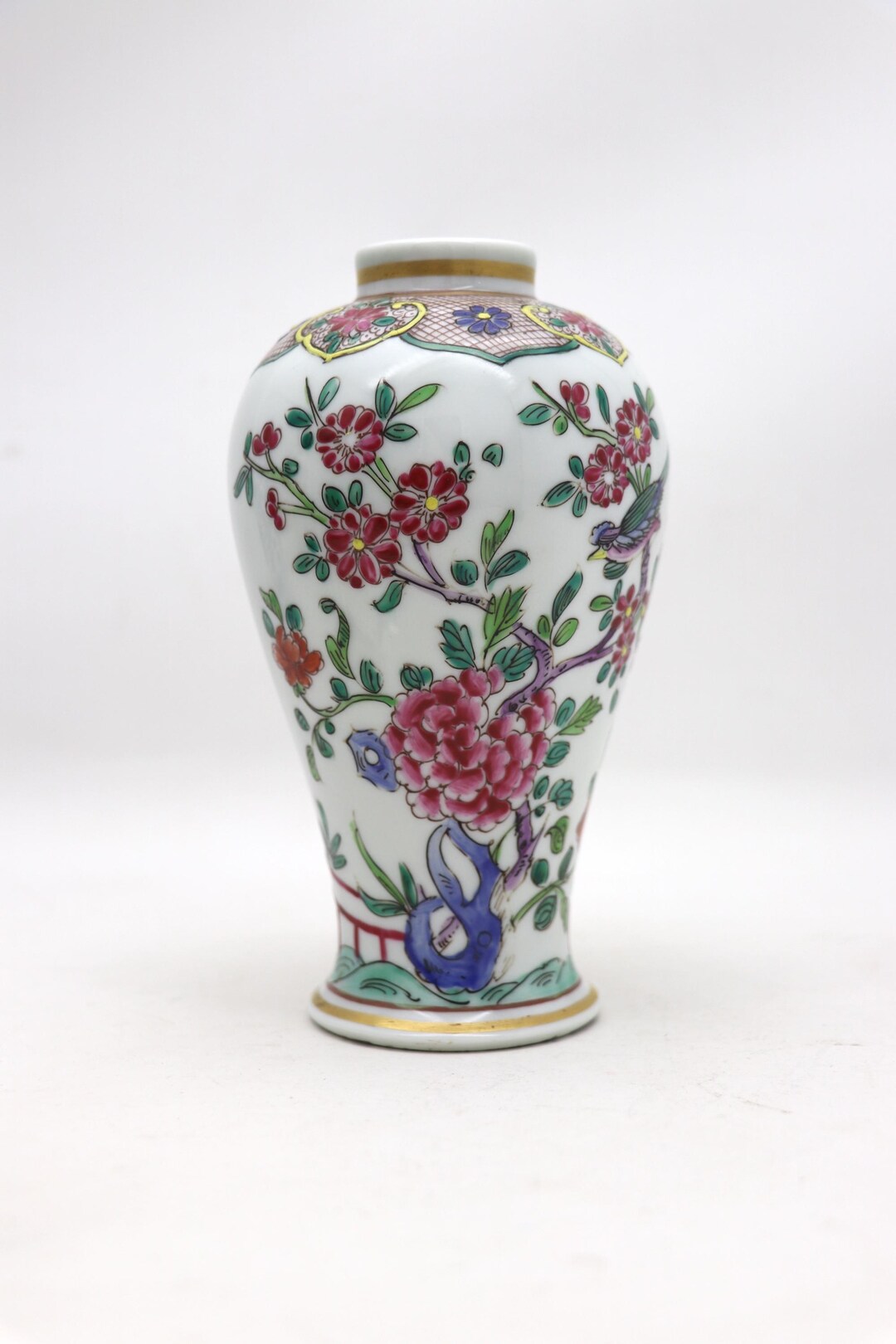 Vintage Famille Rose Porcelain Vase: Hand-painted Flowers & Birds - Etsy