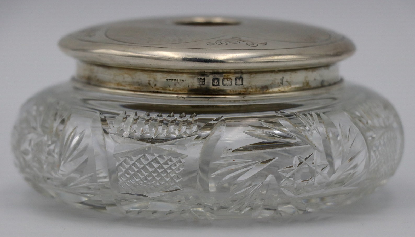 Charles Green Sterling Cut Glass Hair Receiver Jar - Etsy