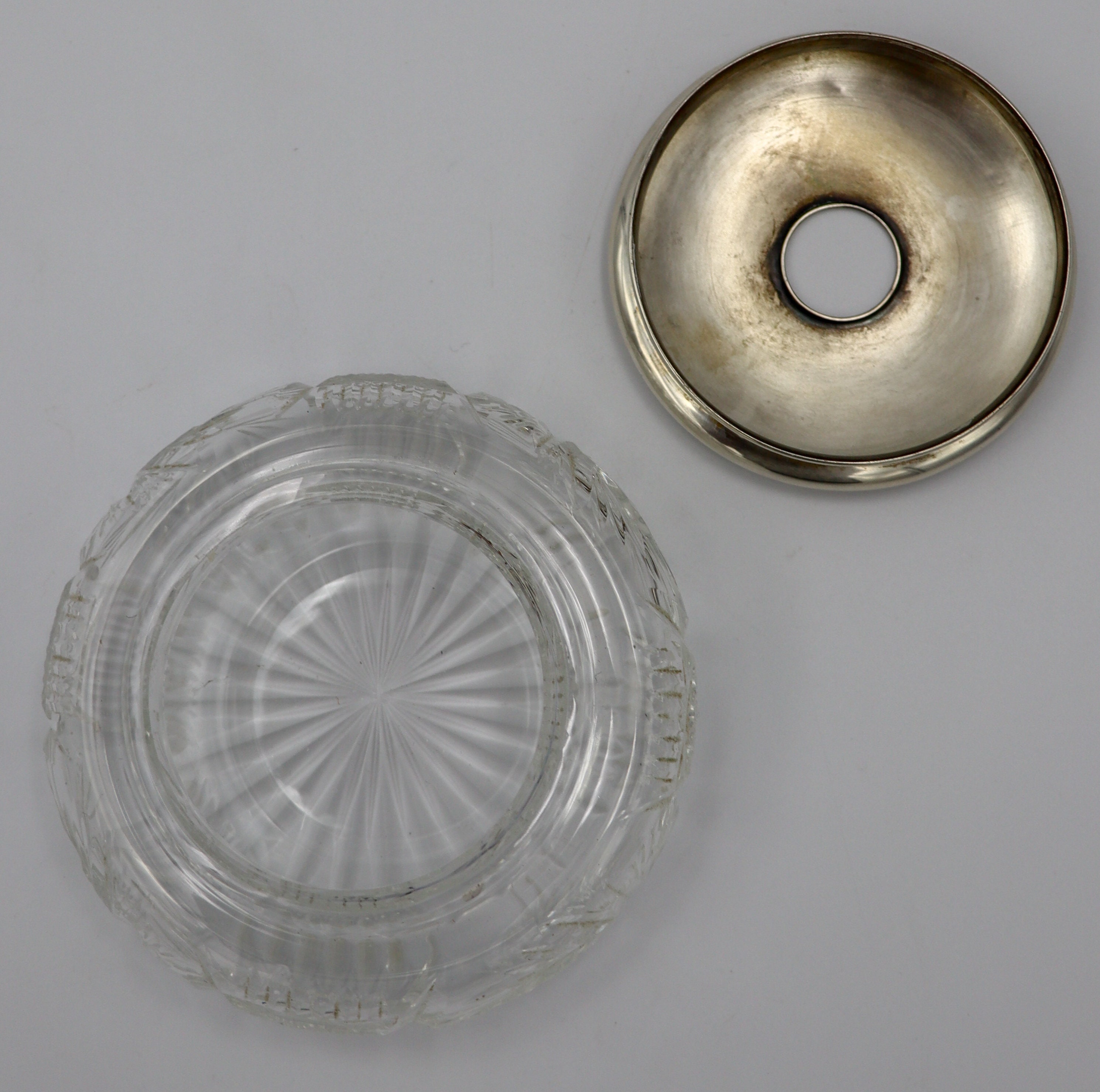Charles Green Sterling Cut Glass Hair Receiver Jar - Etsy