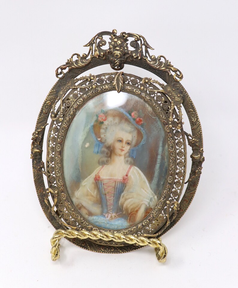 Antique Victorian French Ladies Portrait on Detailed Brass Frame - Etsy