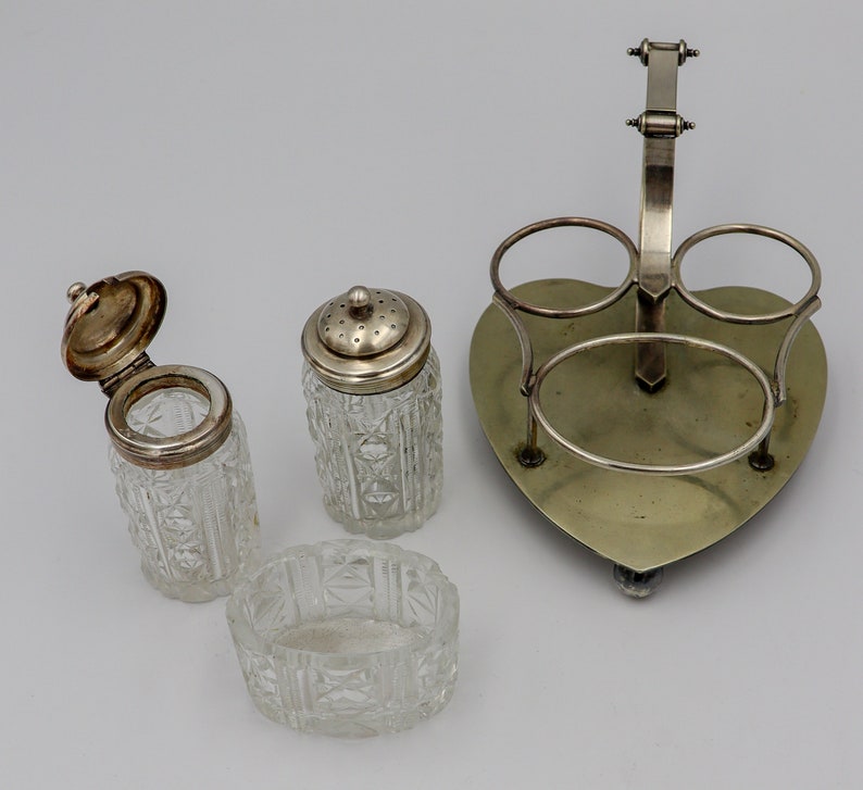 Victorian Crystal Silver-plated Cruet Condiment Set - Etsy
