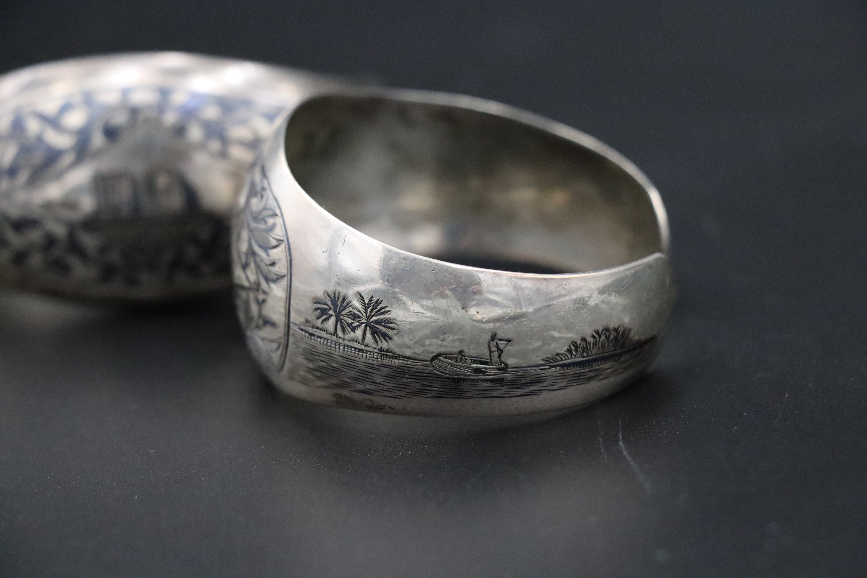 Antique Iraq NIELO Arab Silver Bangle Cuff Bracelet PAIR - Etsy