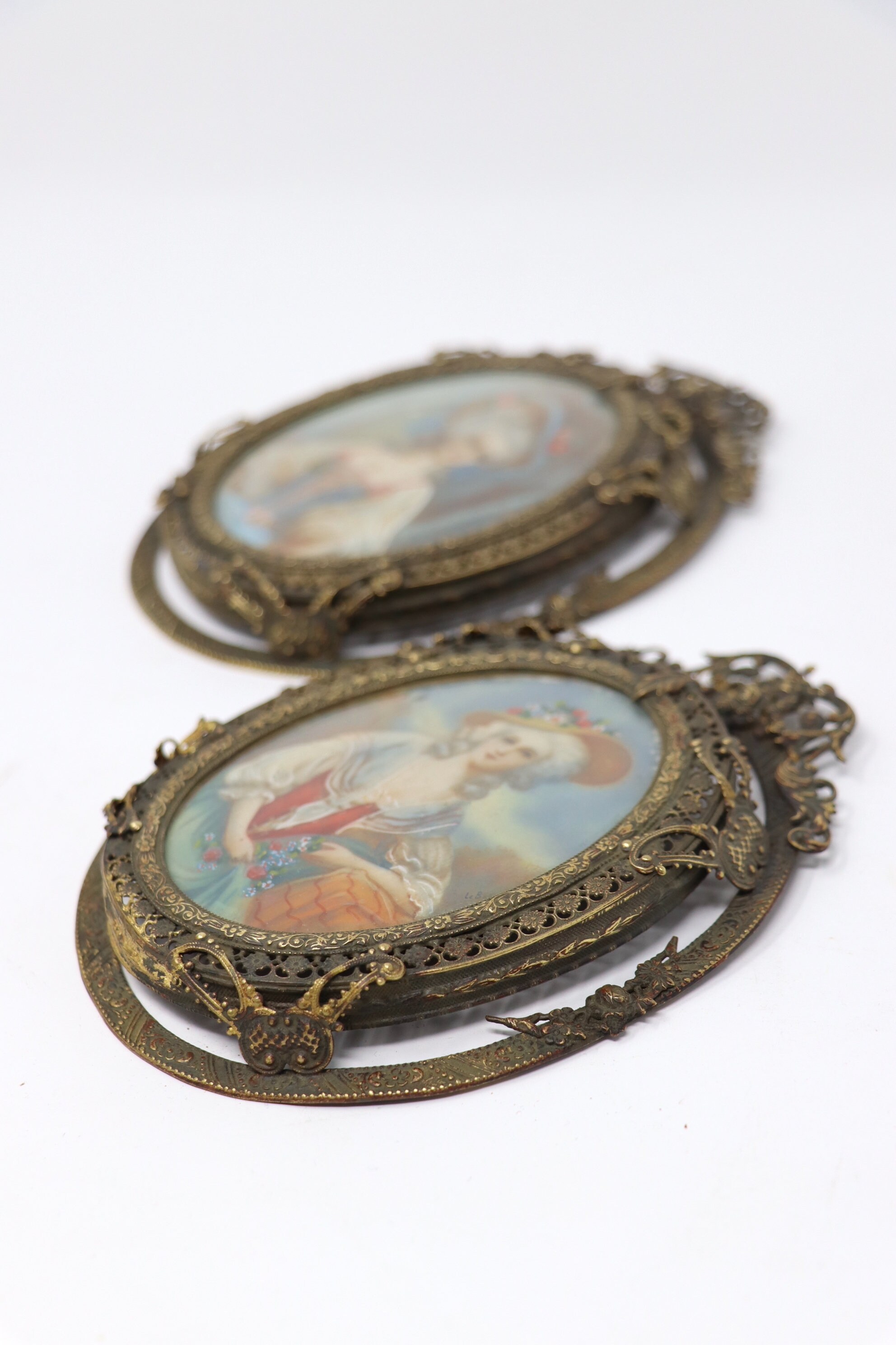 Antique Victorian French Ladies Portrait on Detailed Brass Frame - Etsy